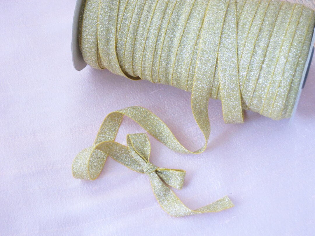 Glitter Elastic Gold Metallic Stretch Ribbon Double Faced for Headbands ...