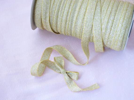 Glitter Elastic Gold Metallic Stretch Ribbon Double Faced For | Etsy