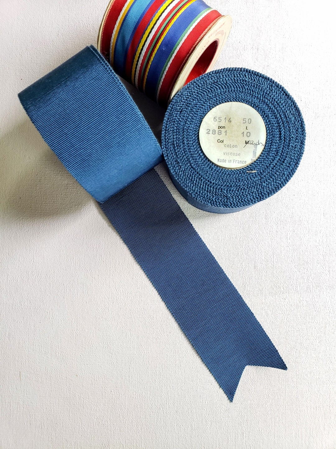 Dusty Blue Vintage Grosgrain Ribbon Millinery Trim Cotton - Etsy