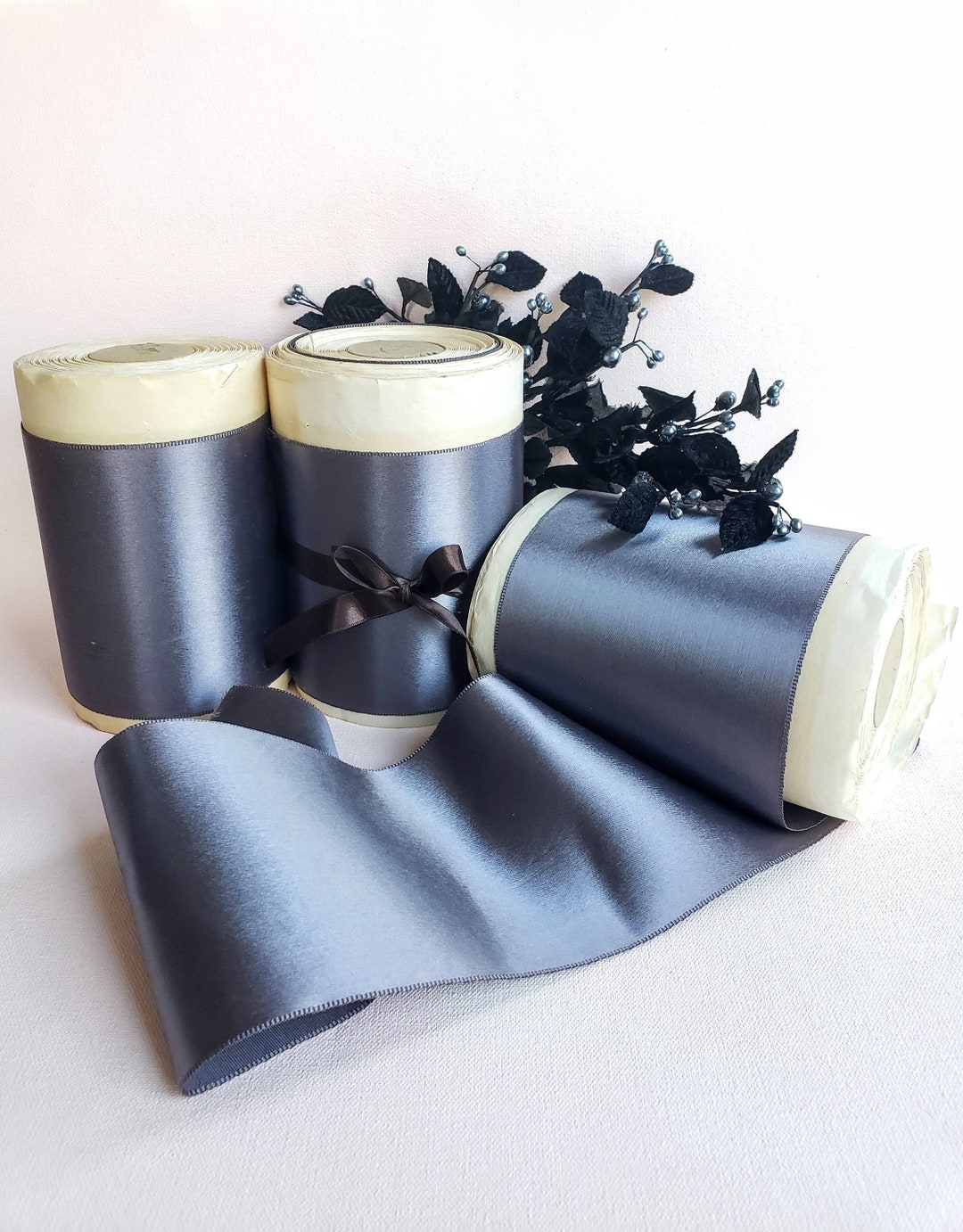 Gray Vintage Faille Ribbon, Nylon Ribbon, Satin Ribbon, Millinery ...