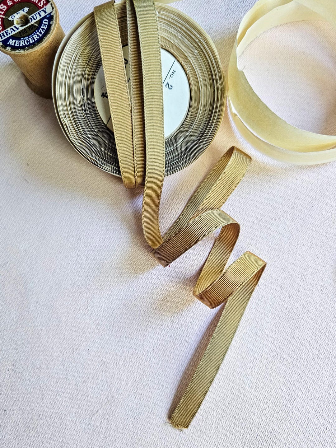 10Y Roll Golden Wheat Vintage Rayon Grosgrain Ribbon, Millinery, Sewing ...