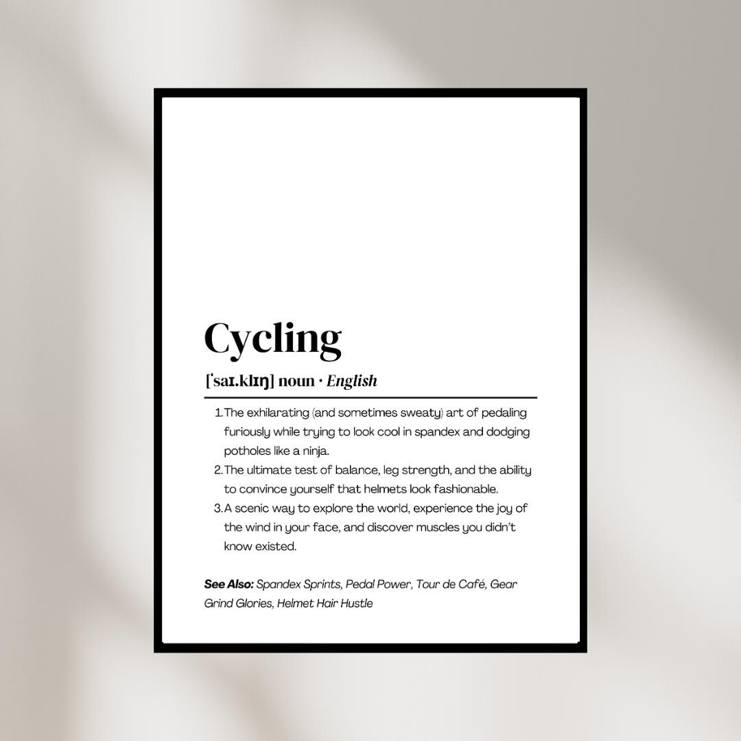 Funny Cycling Definition Wooden Framed Wall Art Humorous Bike Decor ...