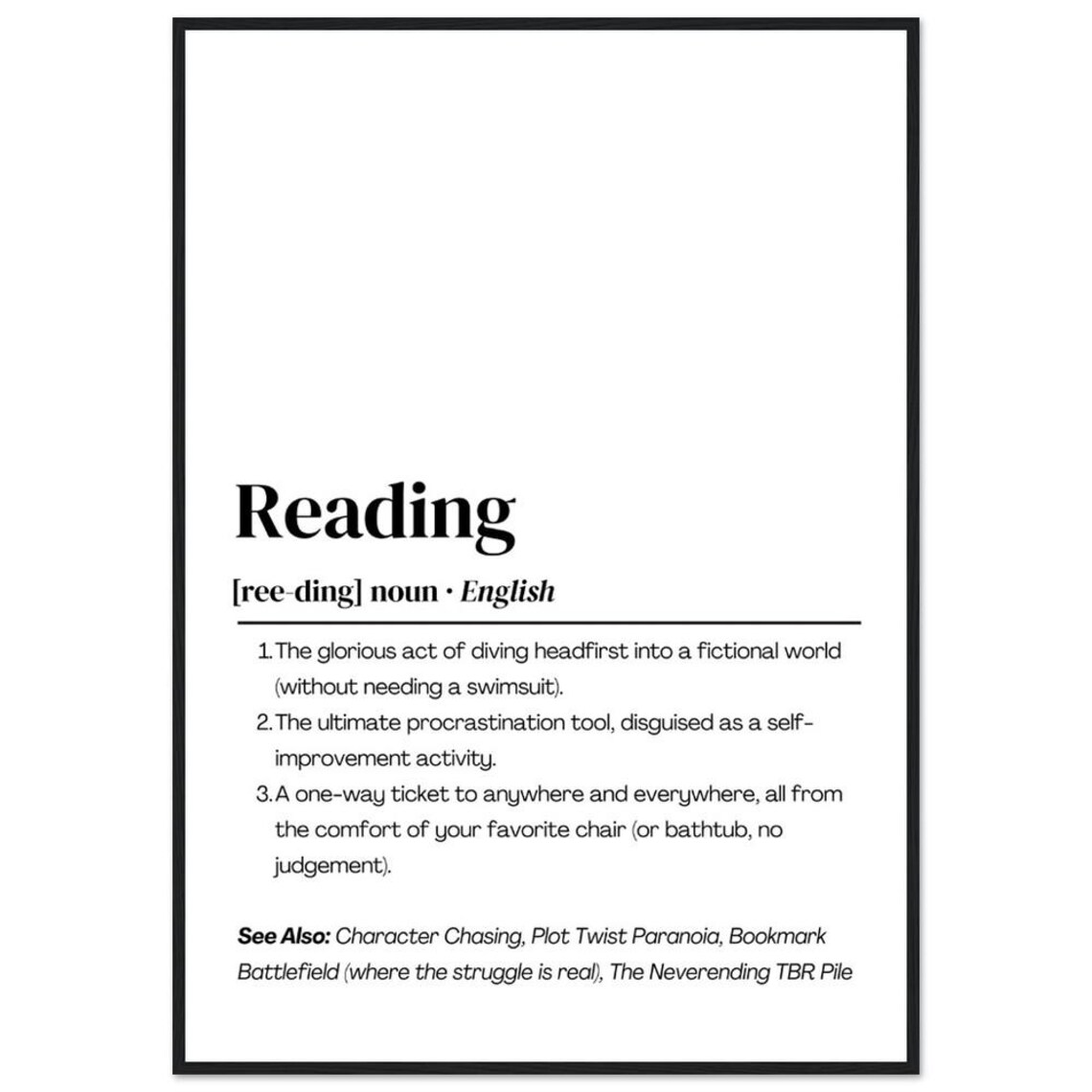Reading Definition Print, Reading Poster, Reading Print, Definition ...