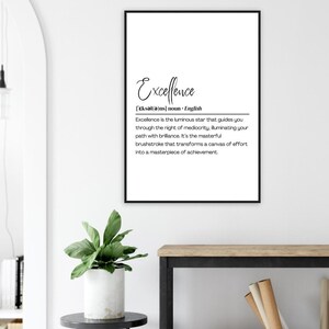Excellence Definition Wall Art, Motivational Framed Print ...