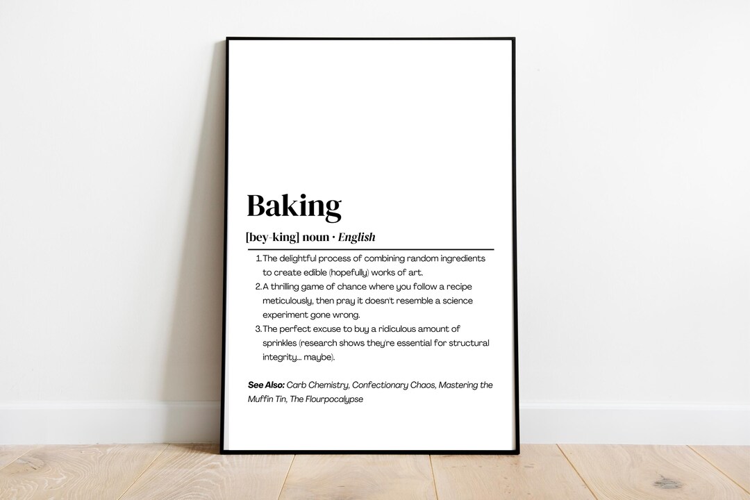 Baking Definition Print, Kitchen Poster, Kitchen Print, Definition ...