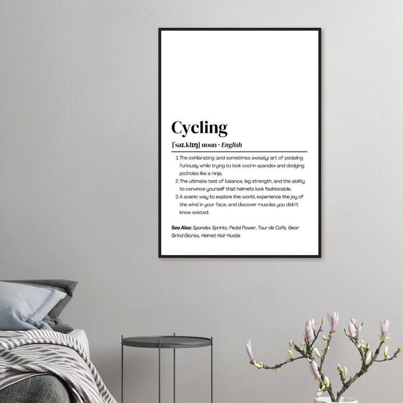 Funny Cycling Definition Wooden Framed Wall Art Humorous Bike Decor ...