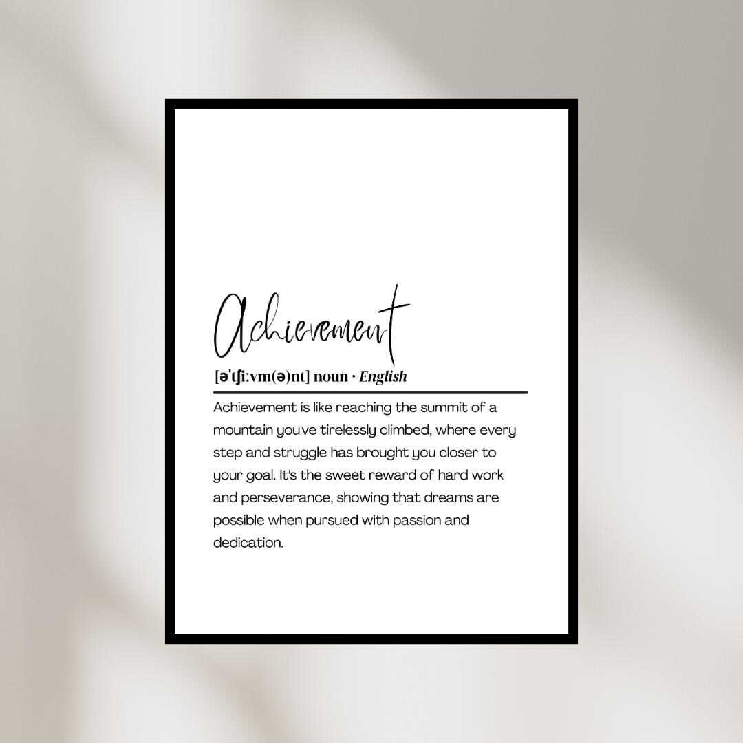 Achievement Definition Wall Art, Motivational Printable Decor ...