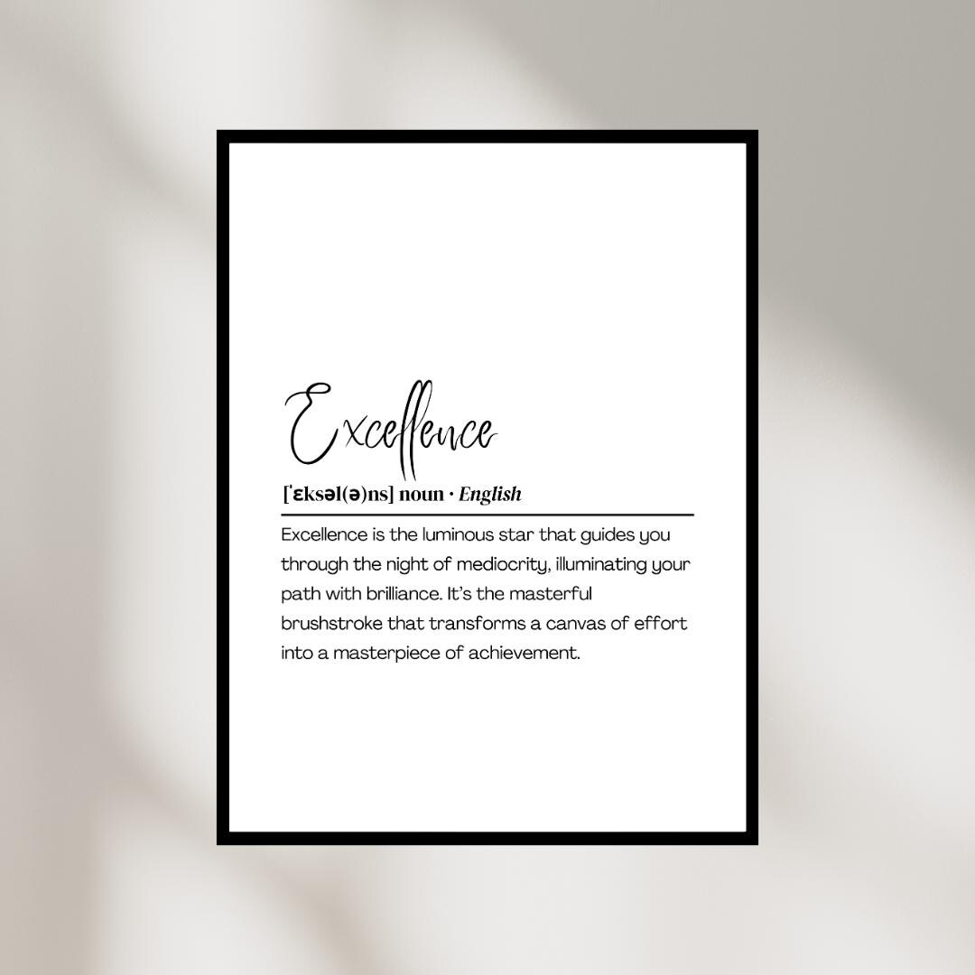 Excellence Definition Wall Art, Motivational Framed Print ...