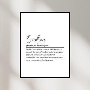 Excellence Definition Wall Art, Motivational Framed Print ...