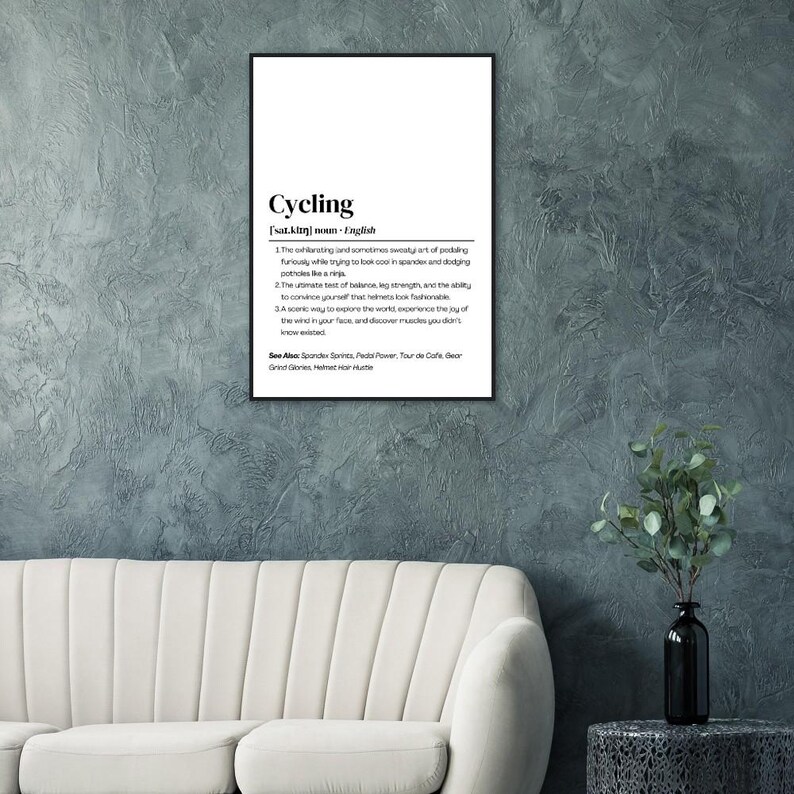 Funny Cycling Definition Wooden Framed Wall Art Humorous Bike Decor ...