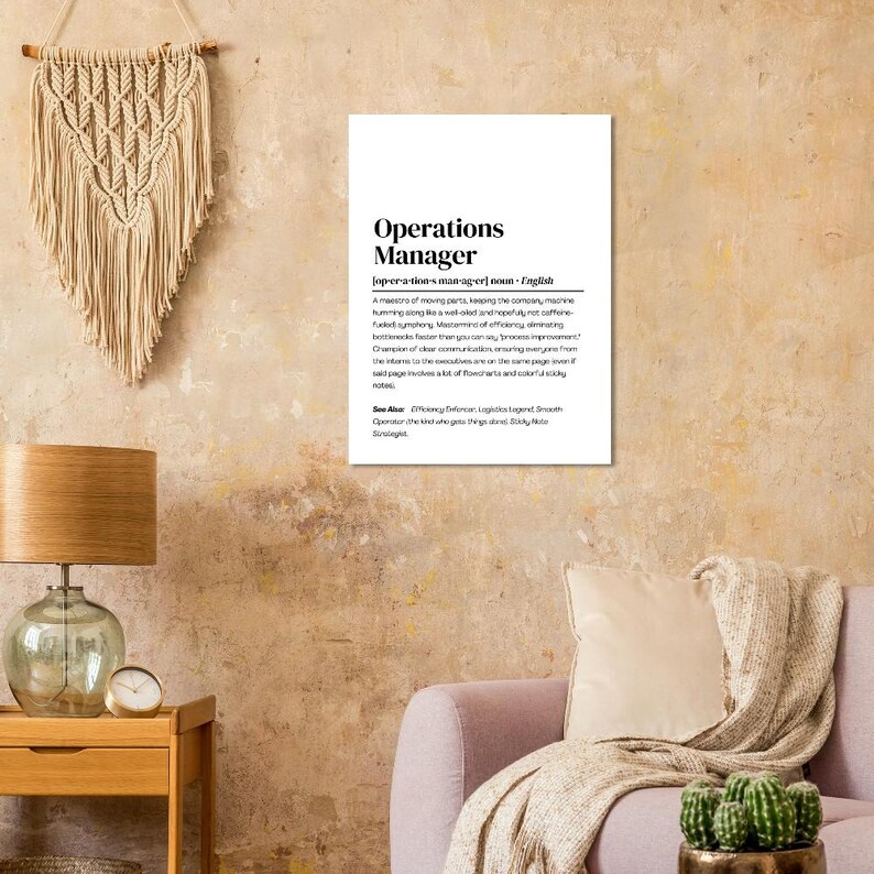 Operations Manager Definition Job Work Gift Wall Art Print Logistics ...