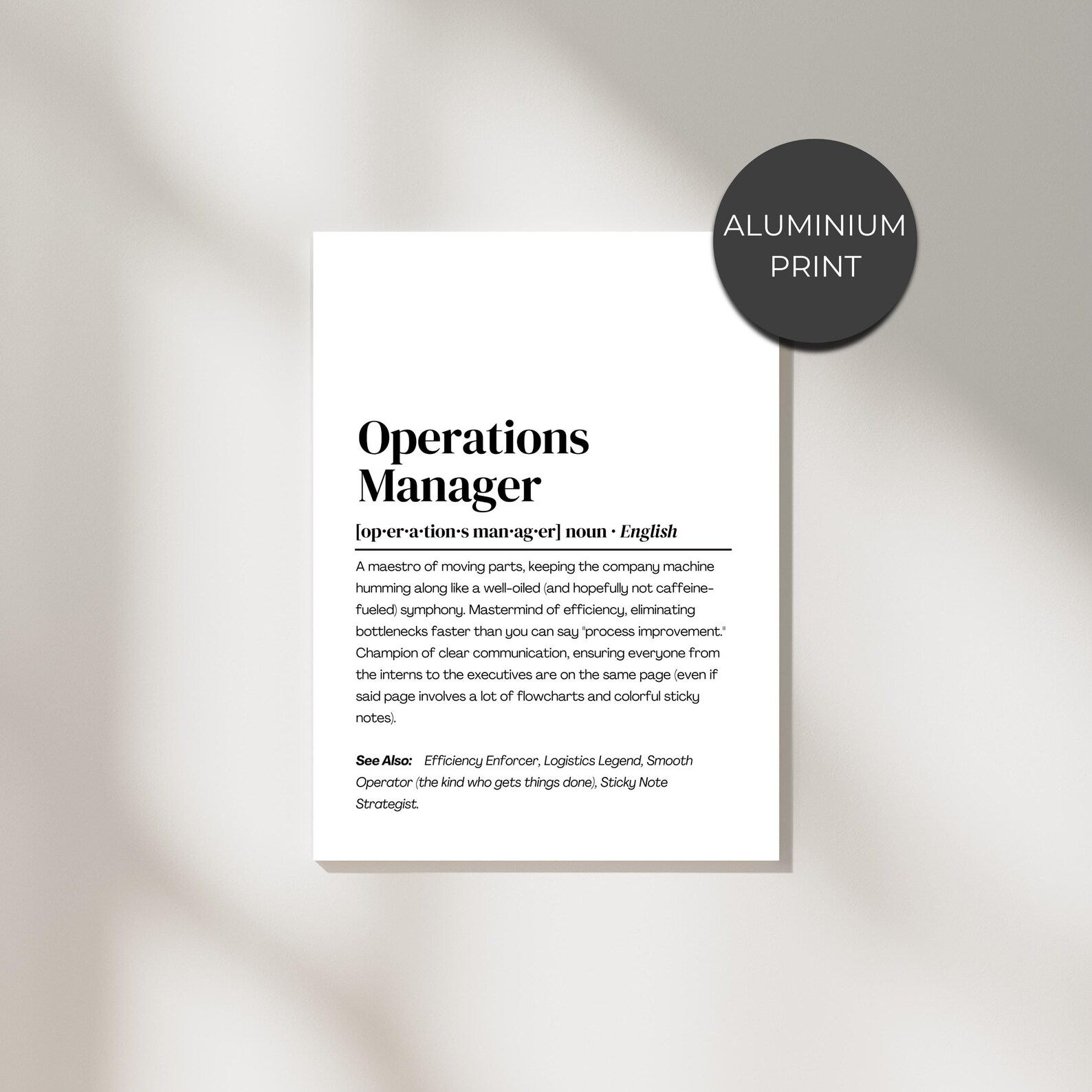 Operations Manager Definition Job Work Gift Wall Art Print Logistics ...