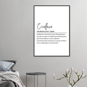Excellence Definition Wall Art, Motivational Framed Print ...