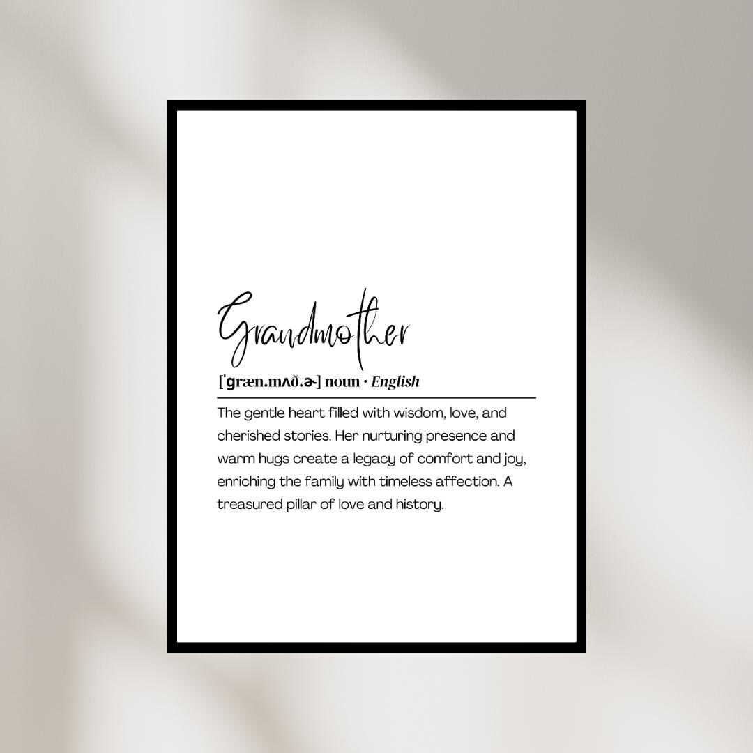 Grandmother Definition, Grandma Gifts, Family Wall Art, Gifts for ...