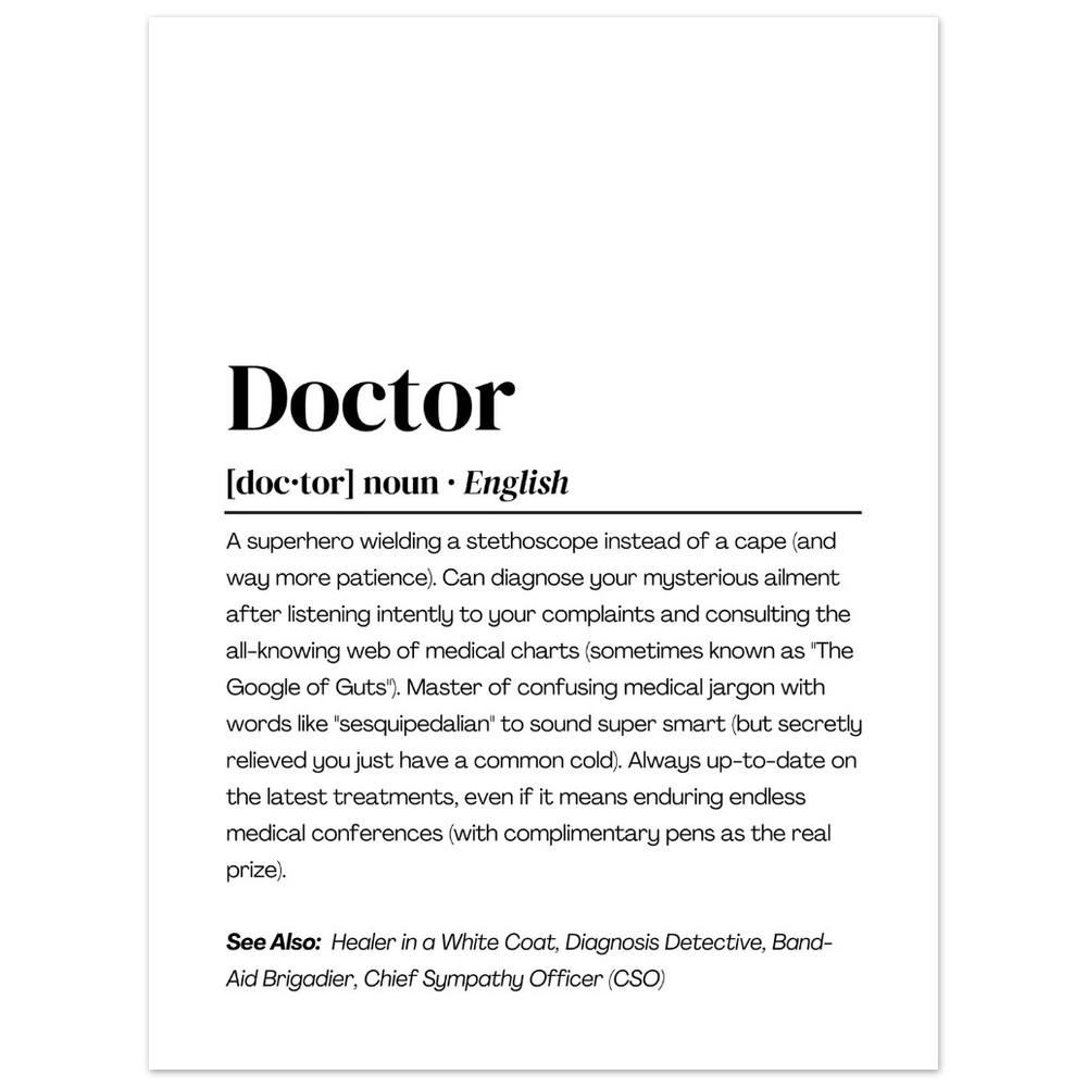 Doctor Definition Print, Doctor Definition Gift, Aluminium Definition ...