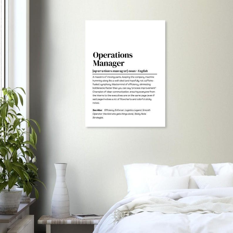 Operations Manager Definition Job Work Gift Wall Art Print Logistics ...