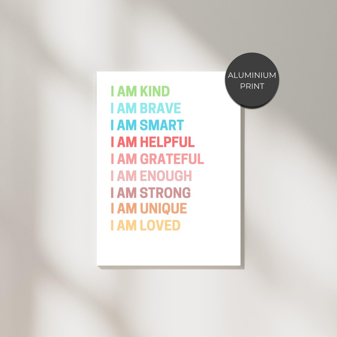 Positive Affirmations for Kids Aluminium Print Classroom Decor Playroom ...
