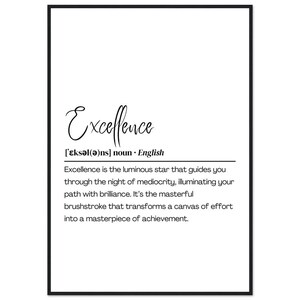 Excellence Definition Wall Art, Motivational Framed Print ...