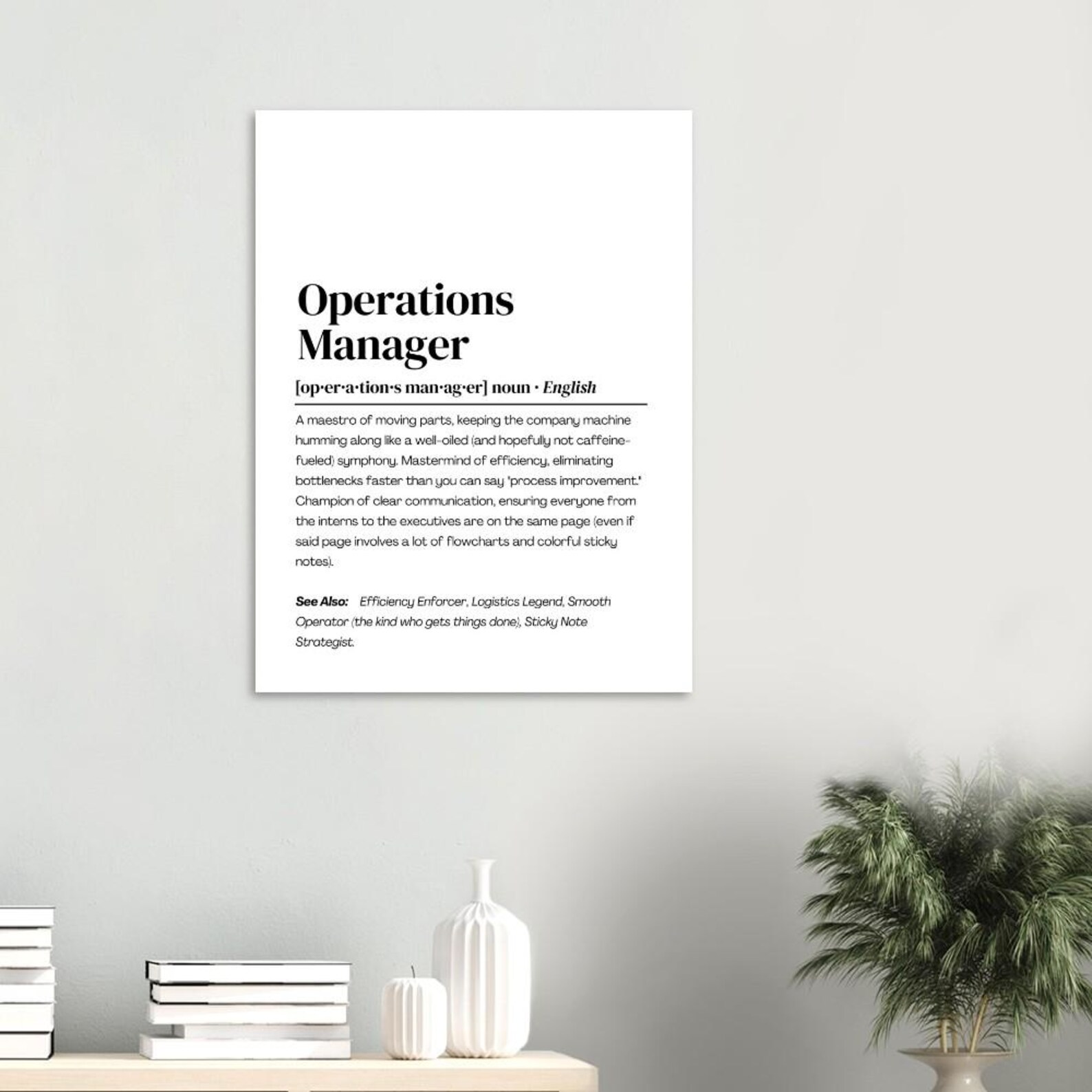 Operations Manager Definition Job Work Gift Wall Art Print Logistics ...