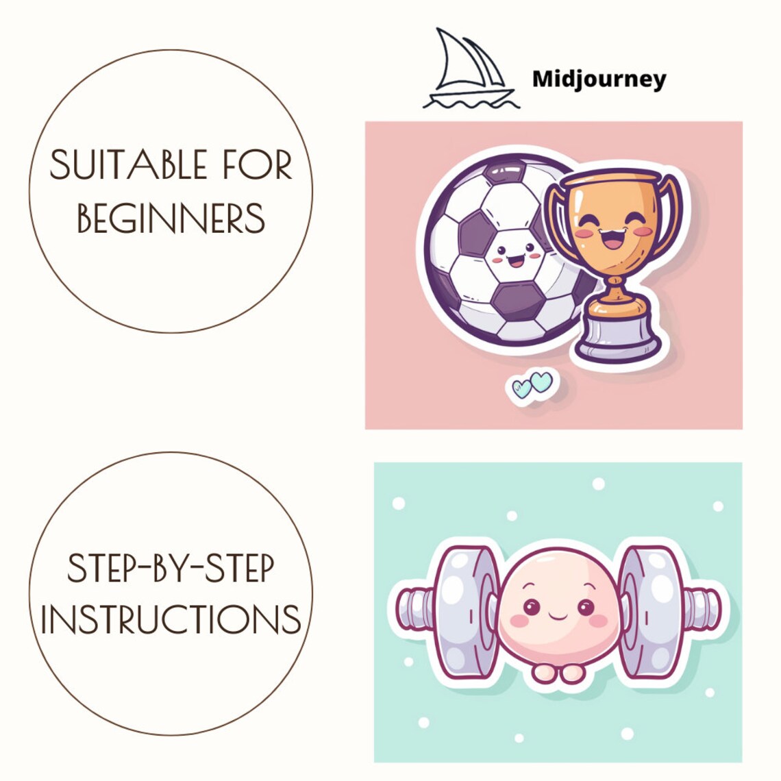 Mid Journey Prompts Cute Kawaii Stickers AI Guide Journal Stickers ...
