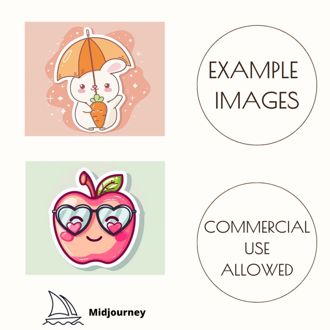 Mid Journey Prompts Cute Kawaii Stickers AI Guide Journal Stickers ...