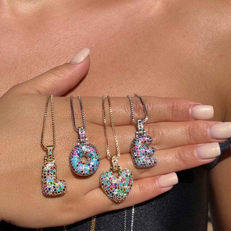 Bubble Letter Necklace - Etsy