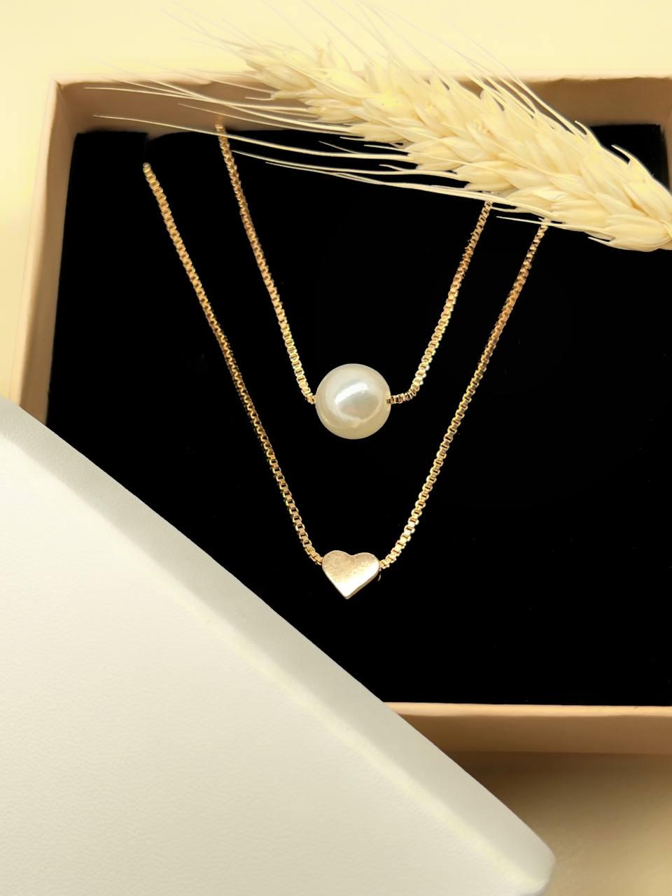 Minimalist Freshwater Pearl Necklace Gold Double Layer Pearl Necklace ...