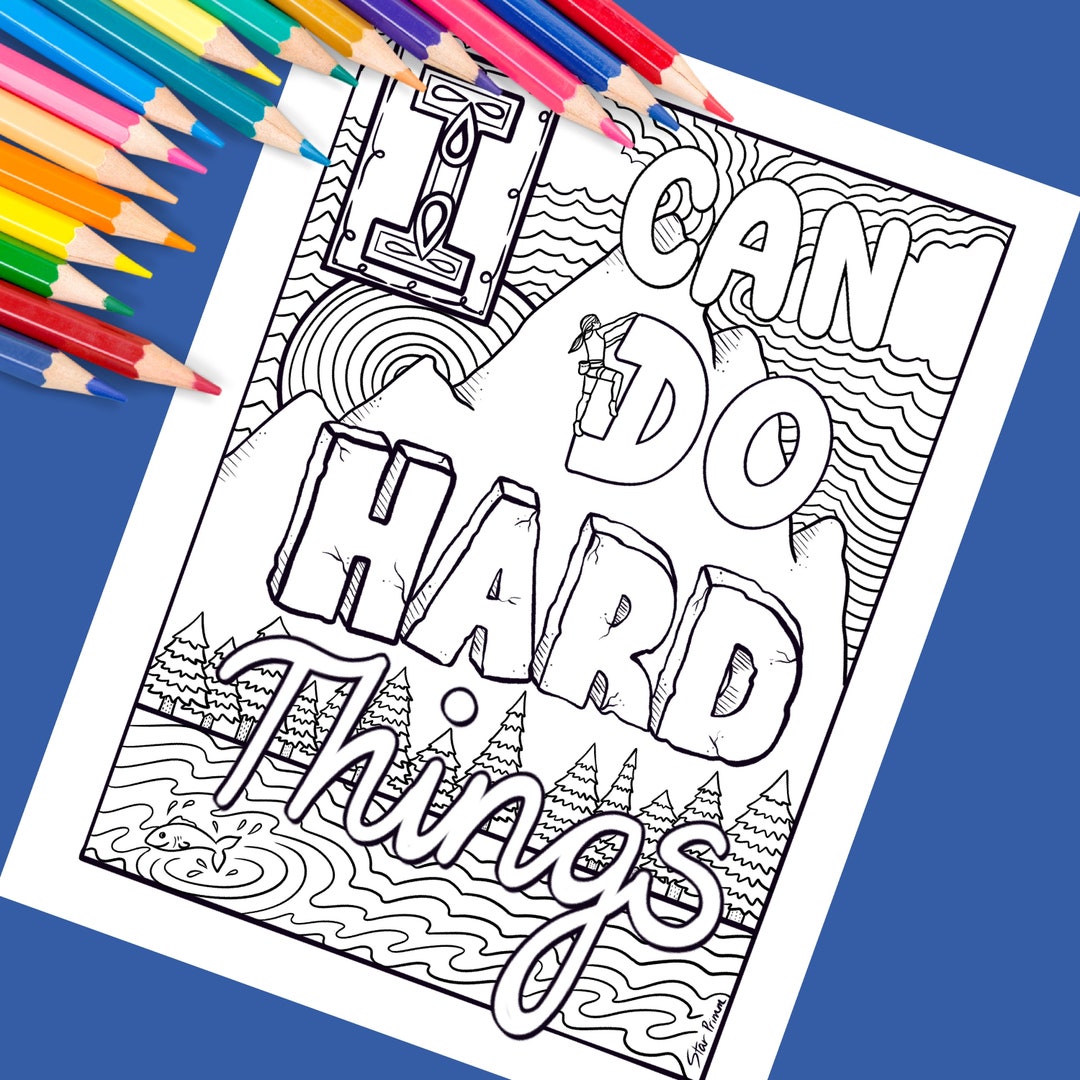 I Can Do Hard Things Coloring Page, Growth Mindset, Great for Kids ...