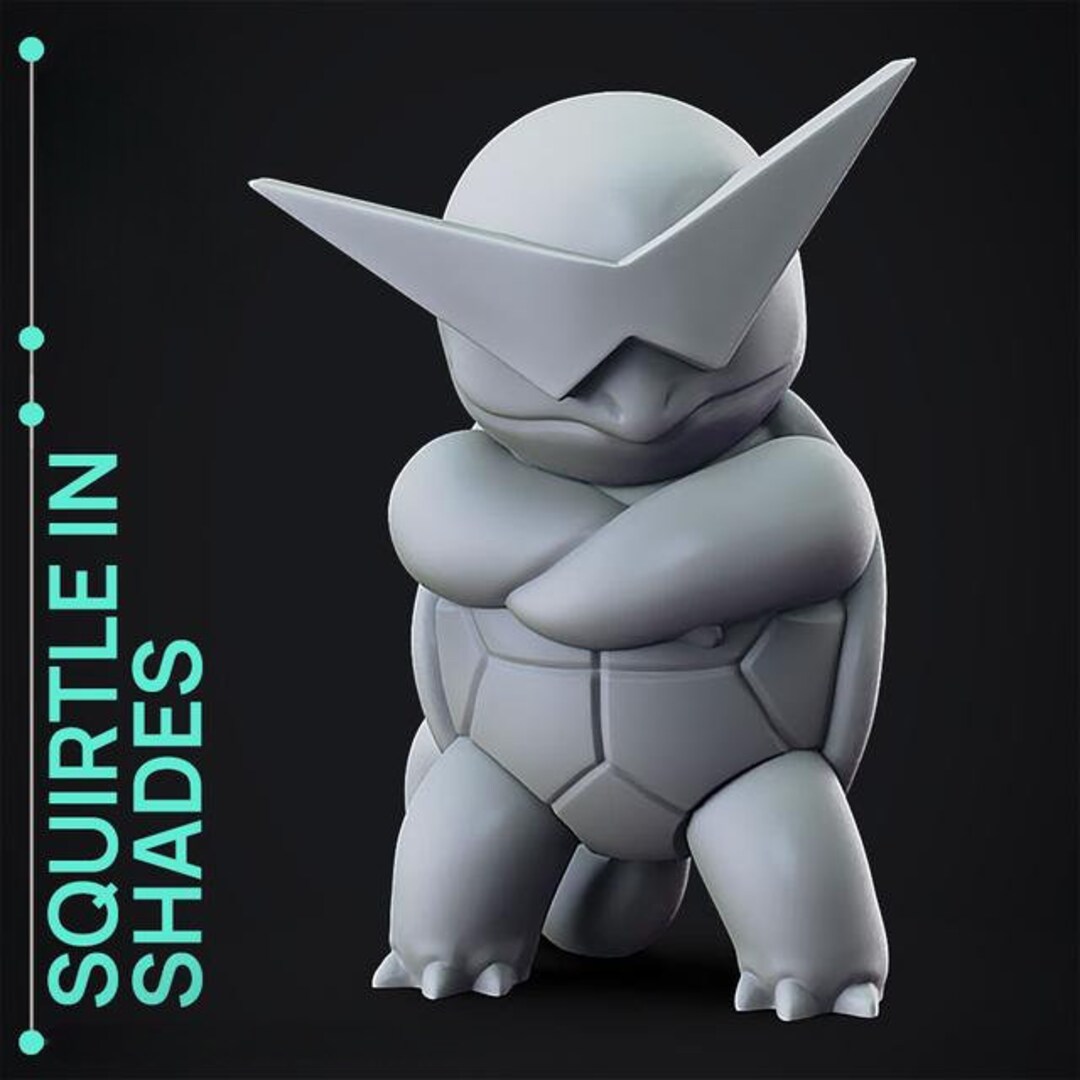 Squirtle With Shades Figure, Pokemon Stl File 3D Printing, Stl 3D Model ...