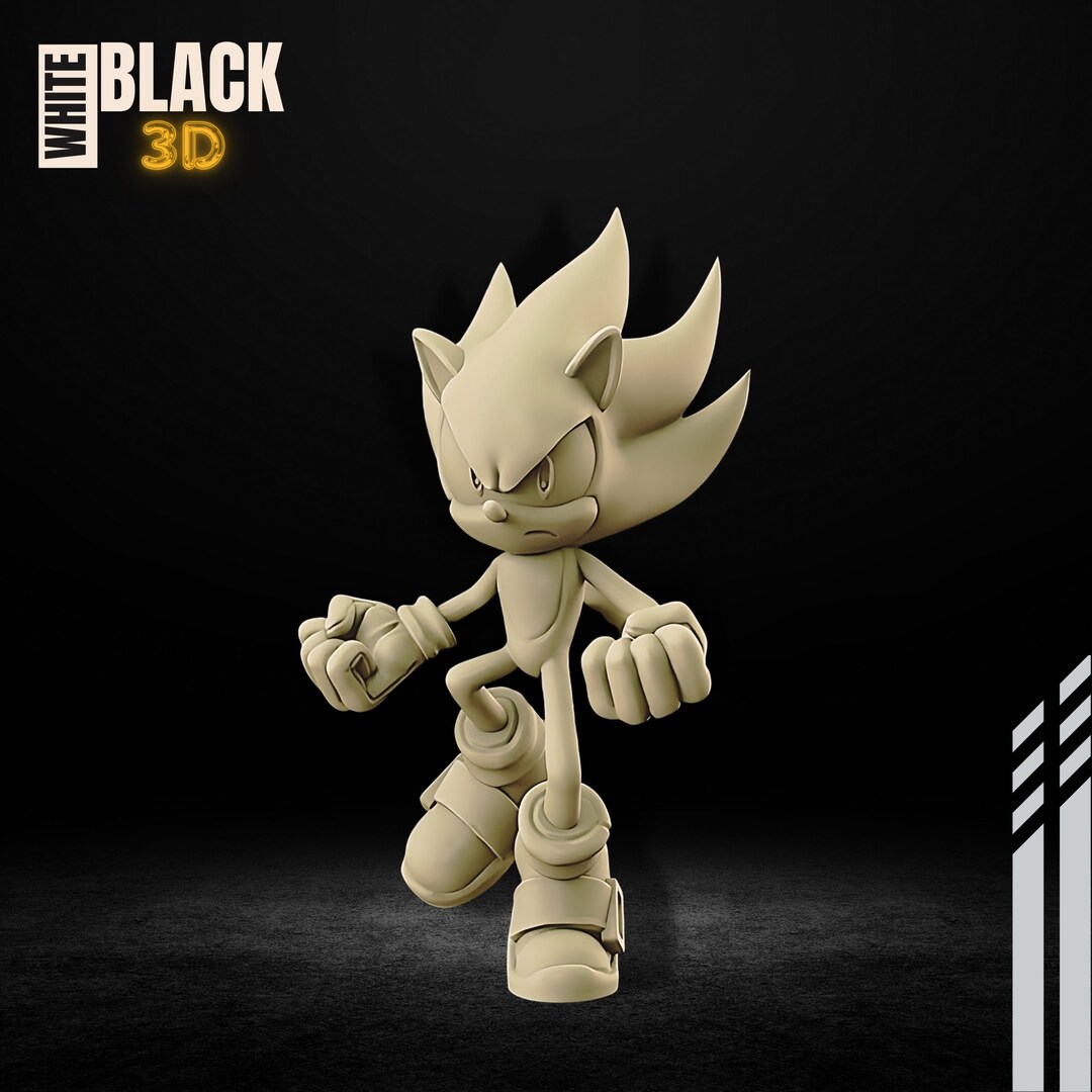 Super Sonic Figure, Sonic the Hedgehog Stl File for 3D Printing, Stl 3D ...