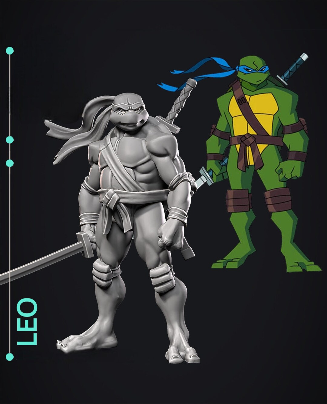 Leo Figure, TMNT Stl File 3D Printing, Leo Figure Stl 3D Model Design ...