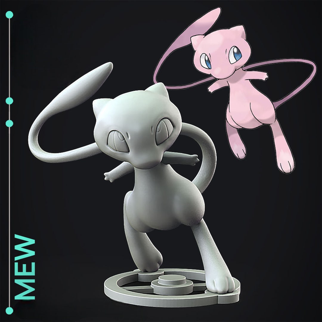 Mew Figure, Pokemon Stl File for 3D Printing, Mew Figure Stl 3D Model ...