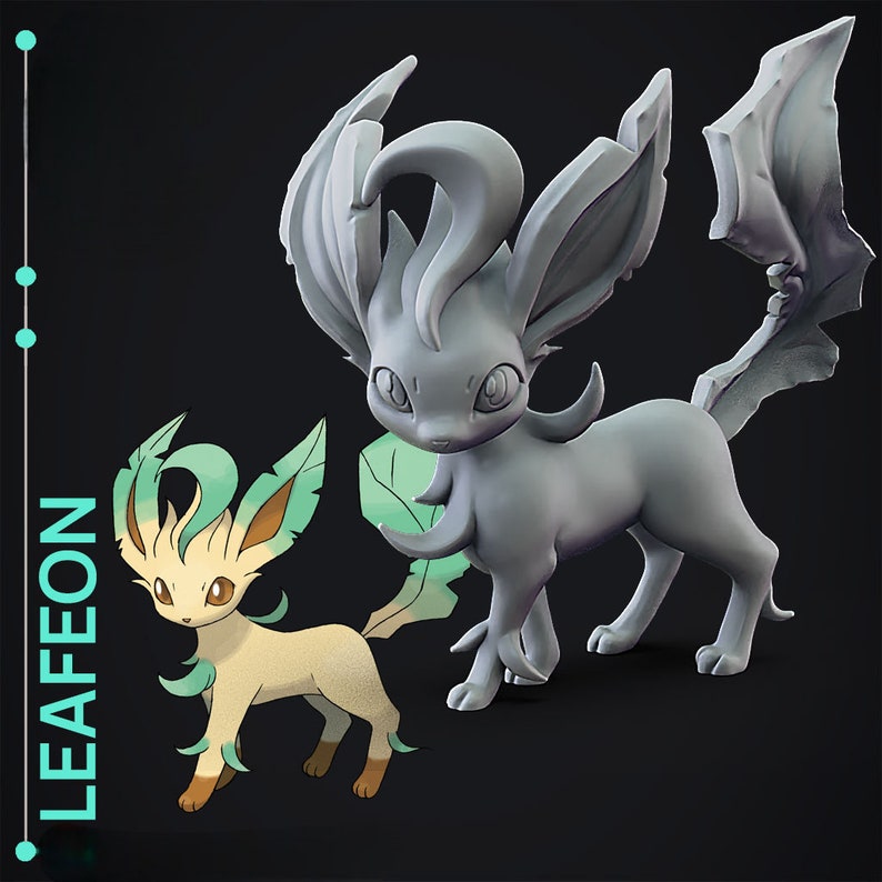 Leafeon Figure, Pokemon Stl File for 3D Printing, Leafeon Stl 3D Model ...