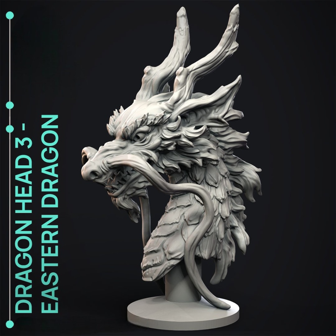 Dragon Head Bust 3, Eastern Dragon Stl File for 3D Printing, Stl 3D ...