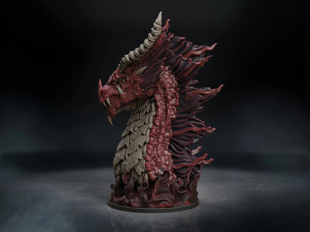 Elder Red Dragon Bust pre Supported and Unsupported, Stl File for 3D ...