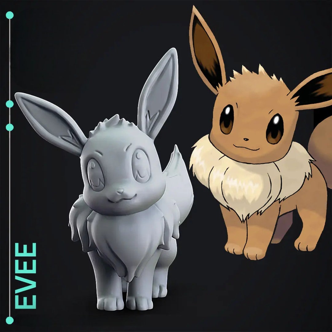 Eevee Figure, Pokemon Stl File for 3D Printing, Eevee Stl 3D Model Design, Eevee Statue Stl ...