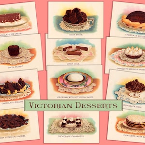 Beautiful Victorian Chocolate Cocoa Desserts Antique Illustrations Cake ...