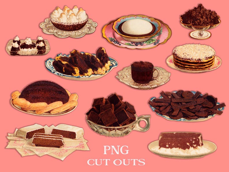 Beautiful Victorian Chocolate Cocoa Desserts Antique Illustrations Cake ...