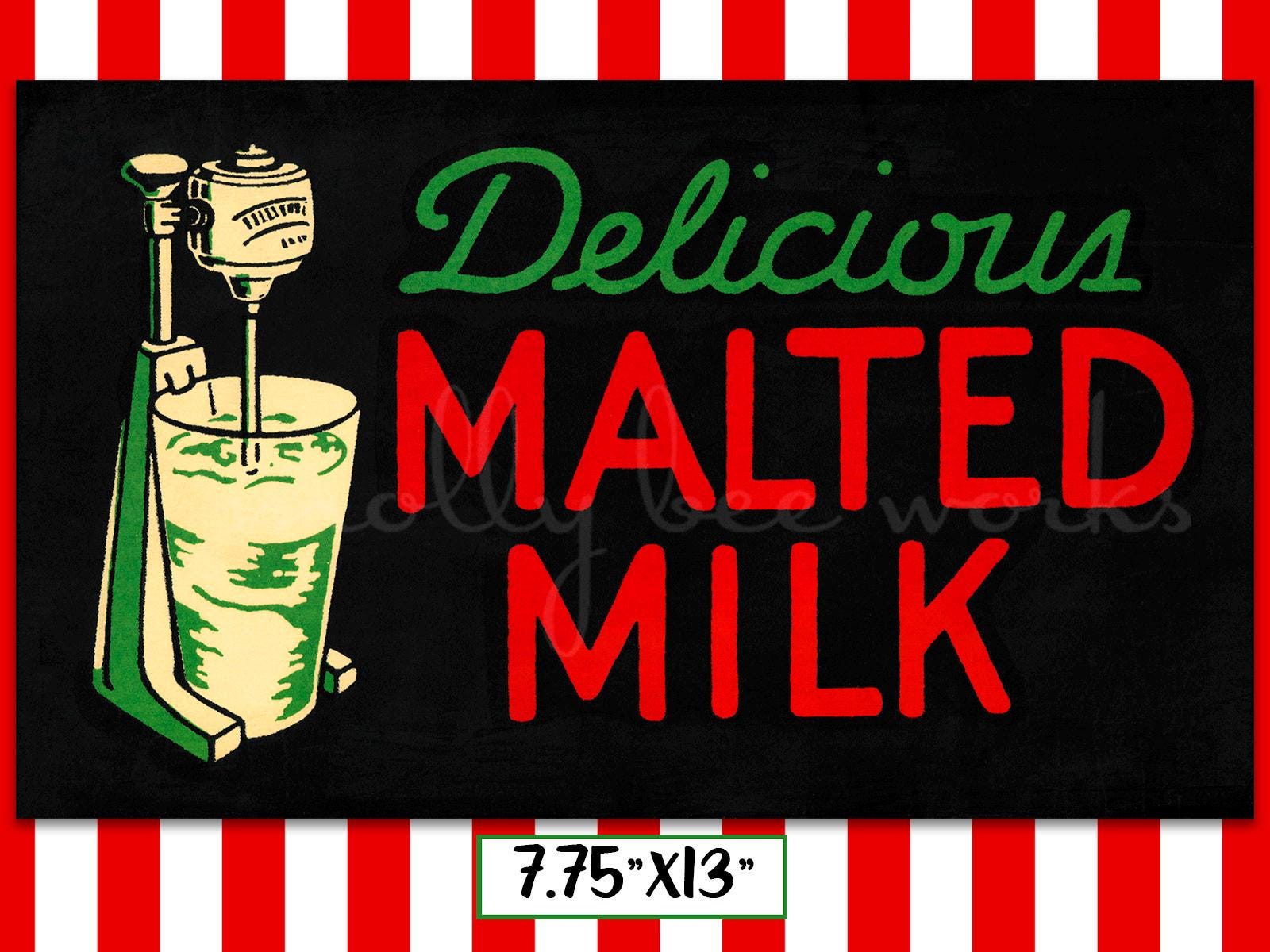 Antique Vintage 1930's Soda Fountain Lunch Counter Signs Malted Milk ...