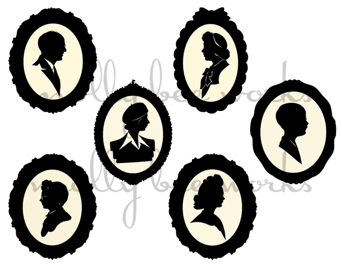 Ultimate Vintage Silhouette Collection 24 Silhouettes in Oval Frames ...
