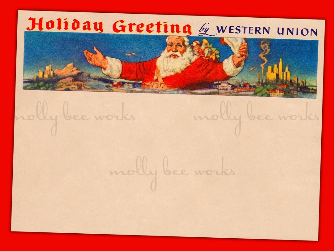 1940's Western Union Holiday Greeting Telegram/telegraph Blank Huge ...