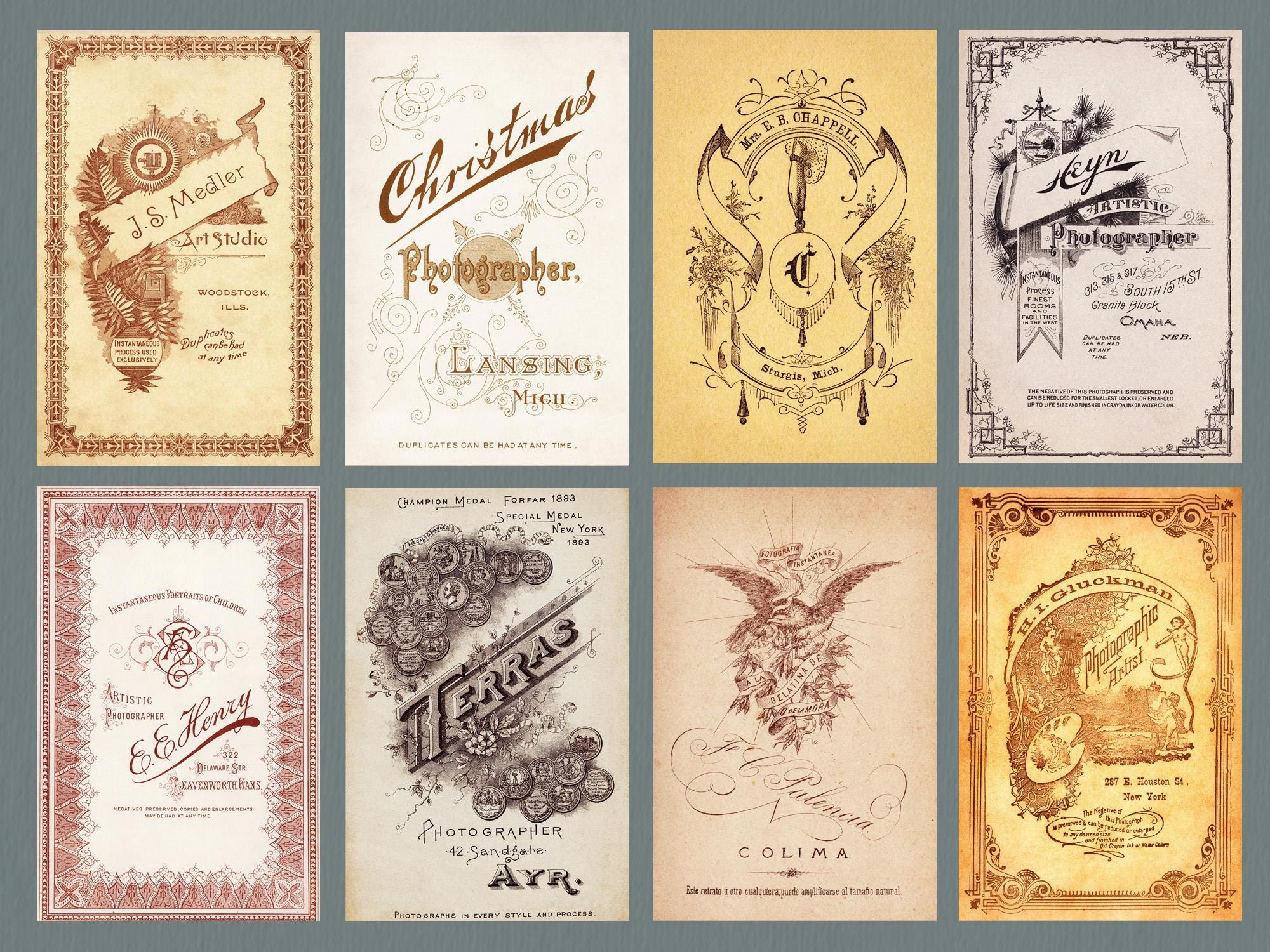 Victorian Cabinet Card Backs 30 Unique Photographers Advertising ...
