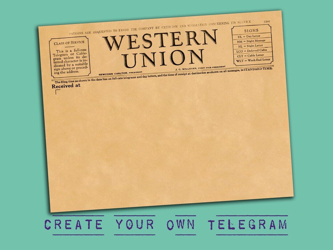 1930's Western Union Authentic Blank Telegram/telegraph Create ...