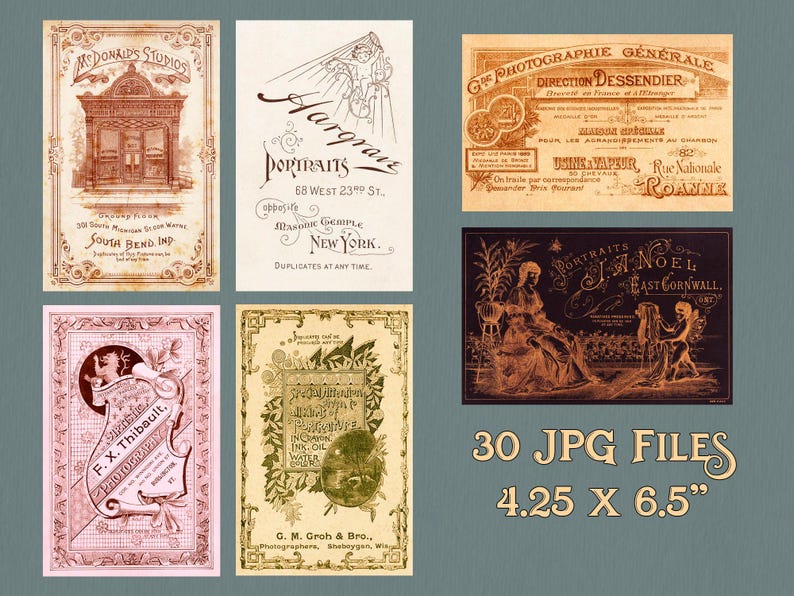 Victorian Cabinet Card Backs 30 Unique Photographers Advertising ...