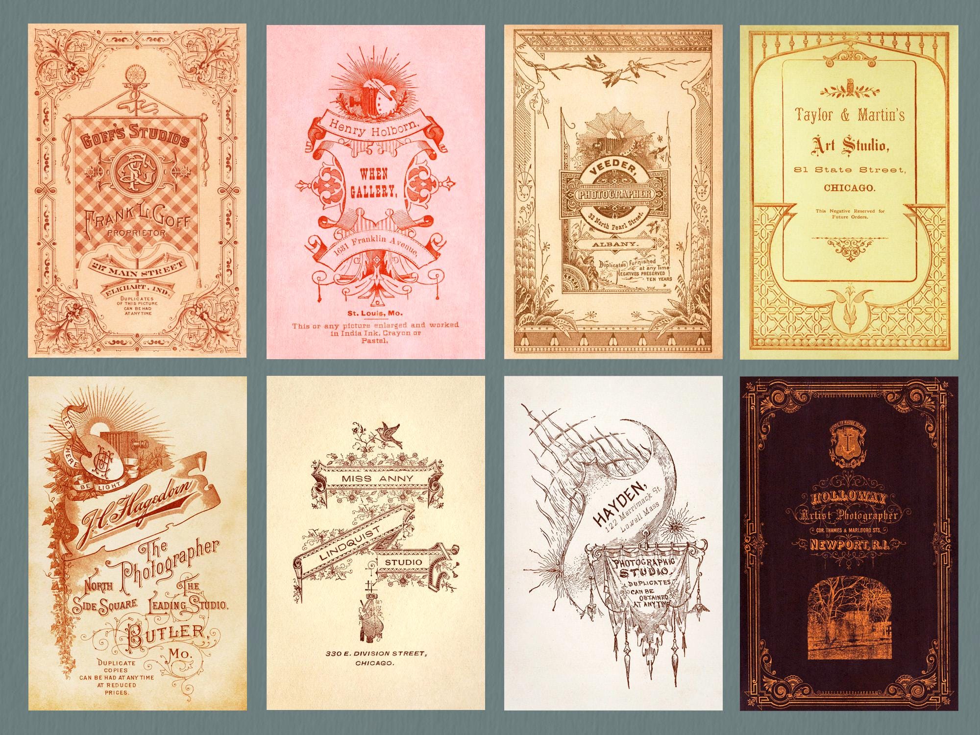 Victorian Cabinet Card Backs 30 Unique Photographers Advertising ...