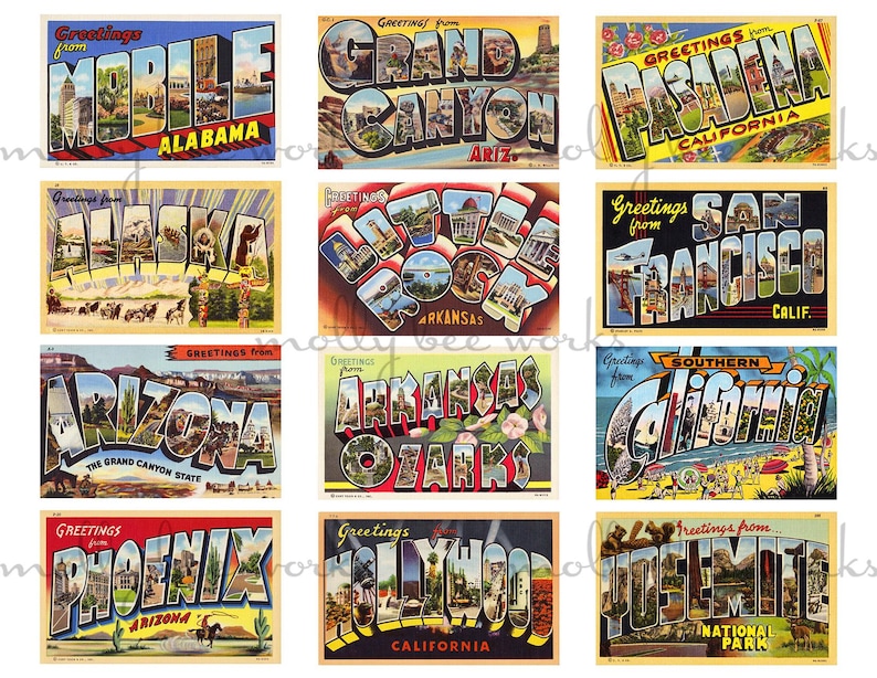 ROAD TRIP! Vintage Large Letter Postcards From Every State on the ...