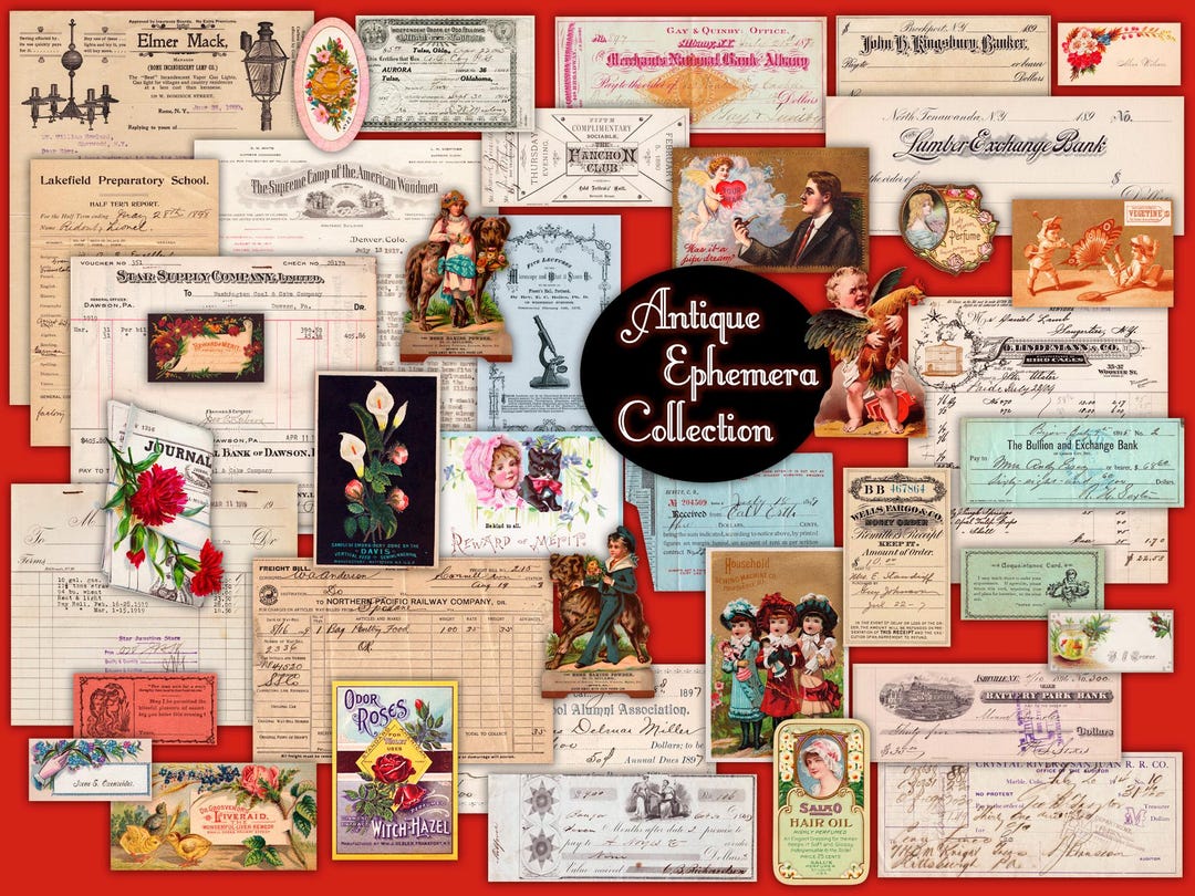 Antique & Victorian Ephemera Collection Letters Labels Checks ...