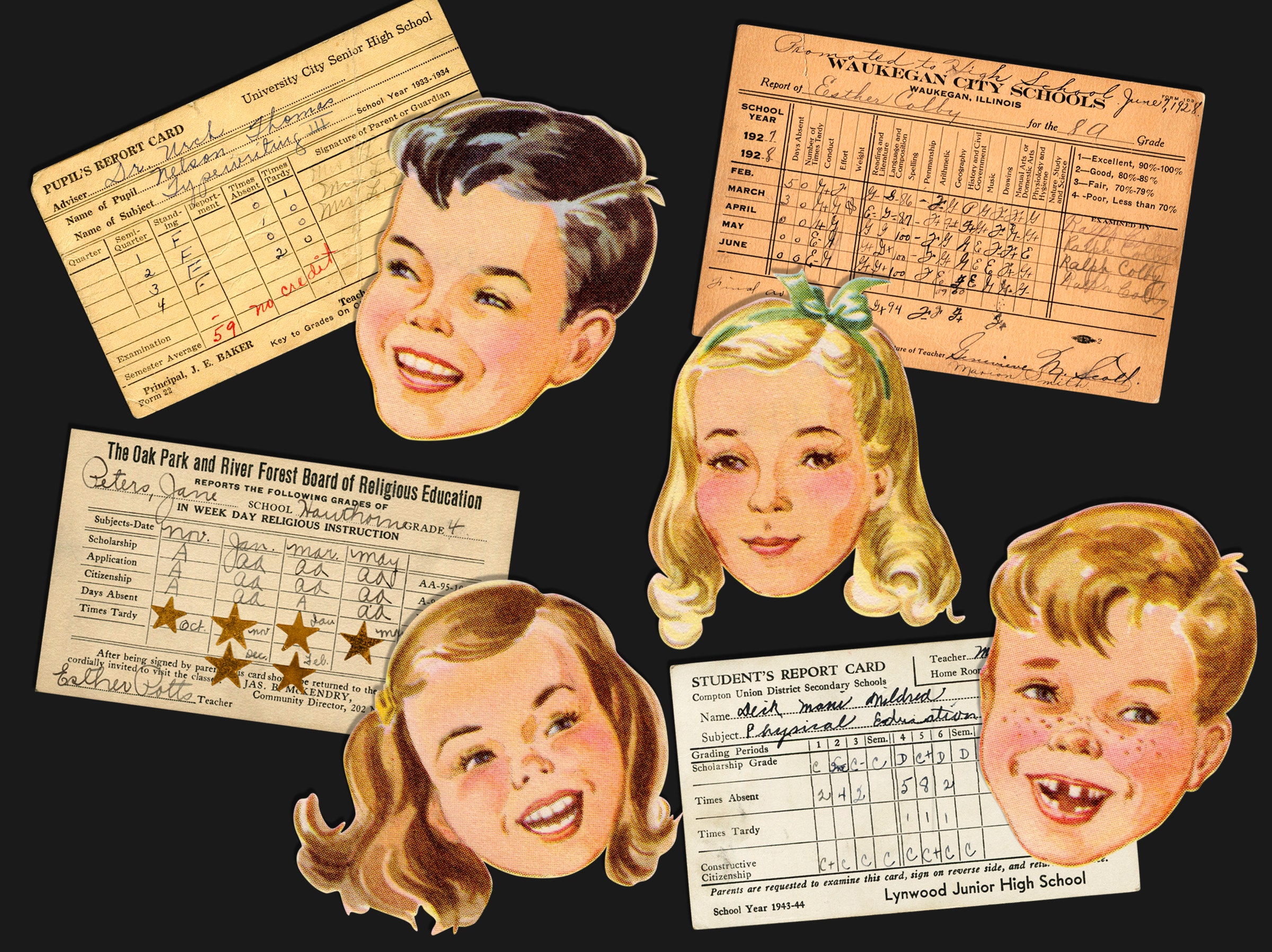 Old School! Keen Collection of Vintage School Pictures Ids Report Cards ...