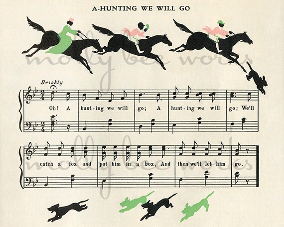 Vintage A Hunting We Will Go Song Sheet Illustration Etsy vintage-a-hunting-we-will-go-song-sheet-illustration-etsy