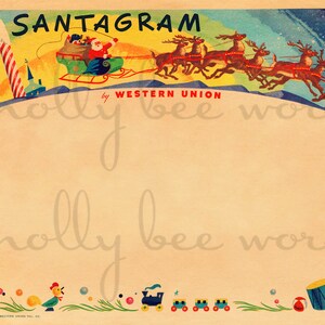 1950's Western Union SANTAGRAM Telegram/telegraph Blank to Customize ...